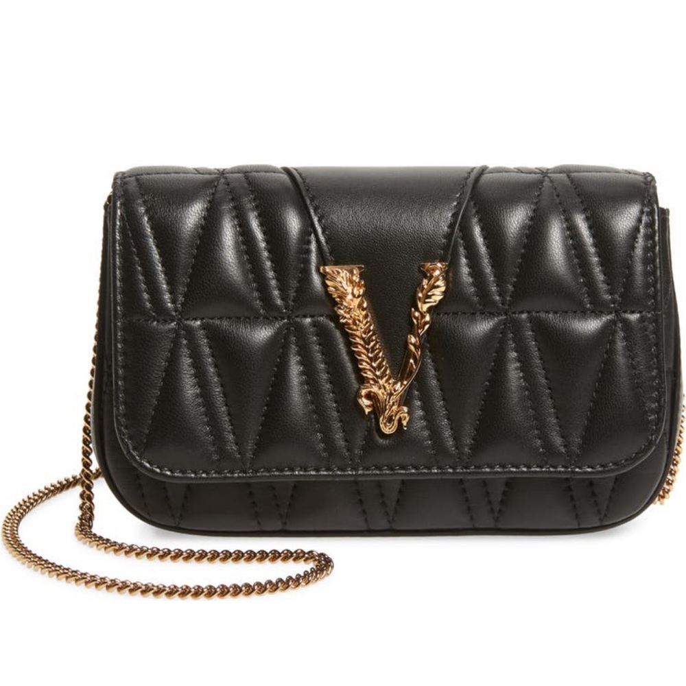 Versace First V Line Matelasse Leather Crossbody Bag - Gem